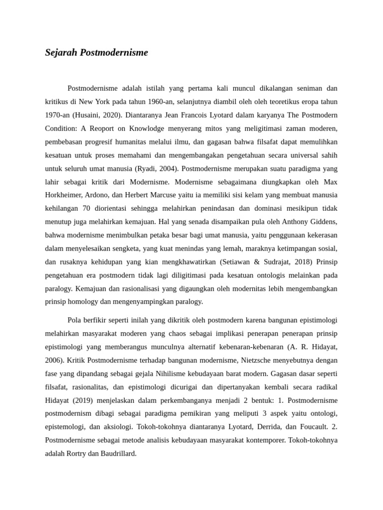 Sejarah Postmodernisme | PDF