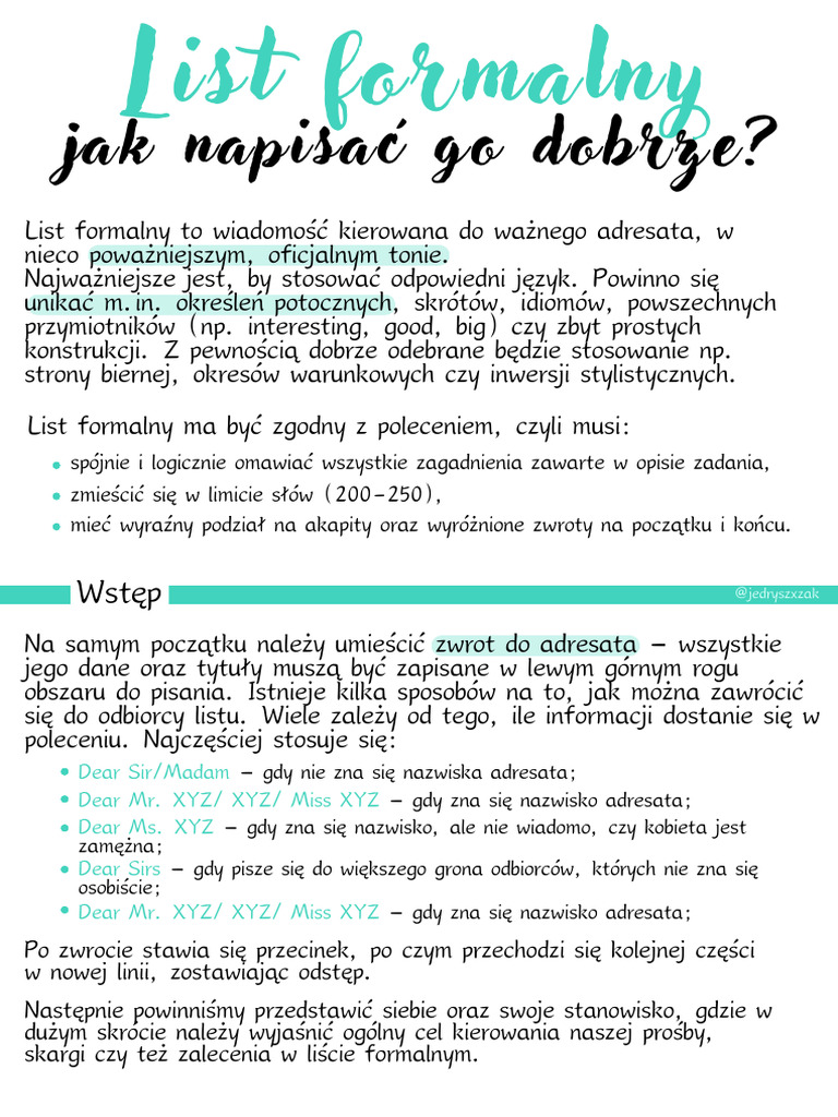 List Formalny | PDF