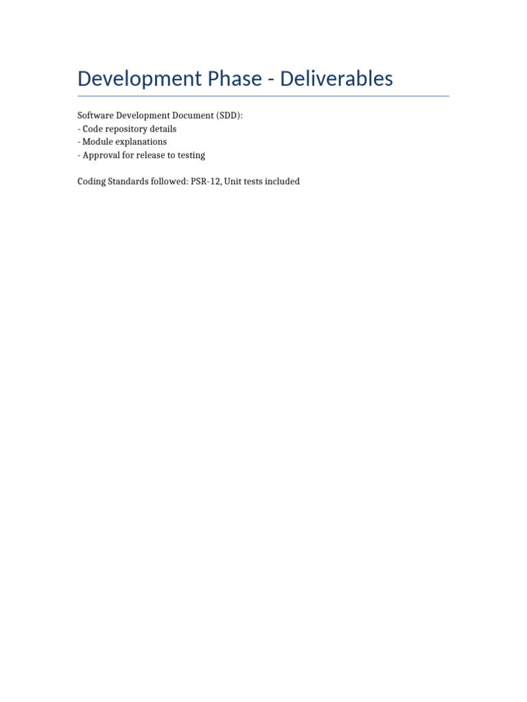 Development Deliverables | PDF