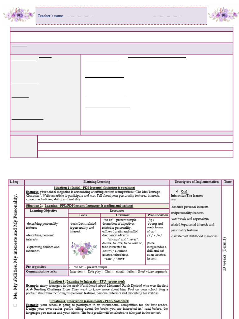3 MS Yearly Planning 2022 2023 Mrs Aoufi - 2 | PDF | Learning ...