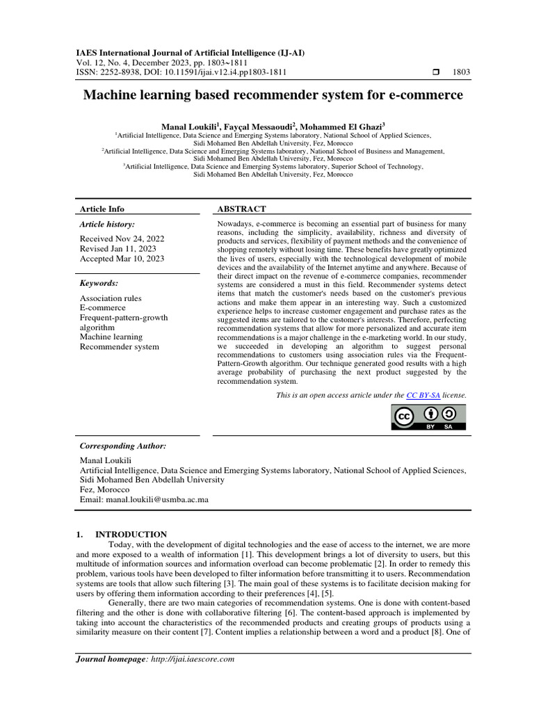 Machine Learning Based Recommender Syste | PDF | Computing | Applied Mathematics