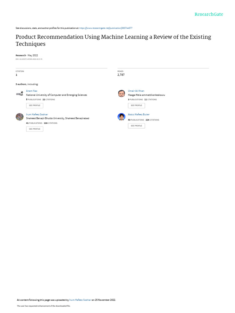 Product Recommendation Using Machine Learninga Reviewofthe | PDF ... Product Recommendation Using Machine Learninga Reviewofthe | PDF ...