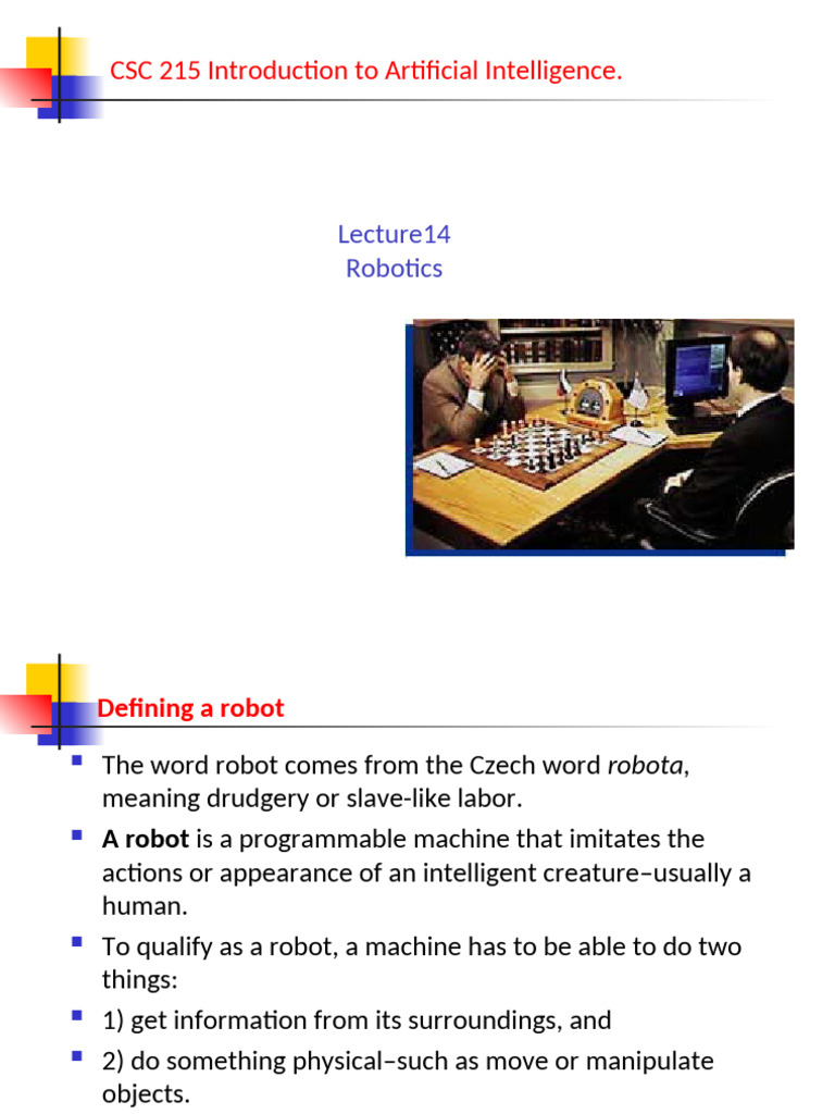 Introd To IA Lect14 Robotics | PDF | Robot | Robotics