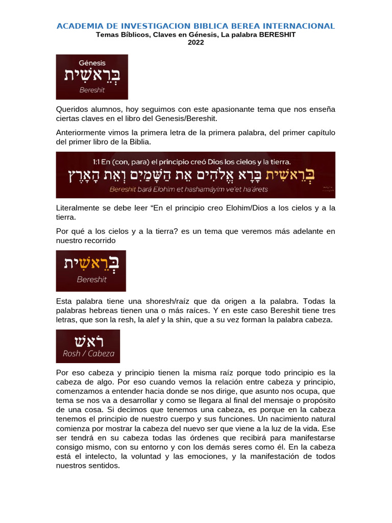 Claves en Genesis - Bereshit | PDF | Libro del Génesis | Biblia