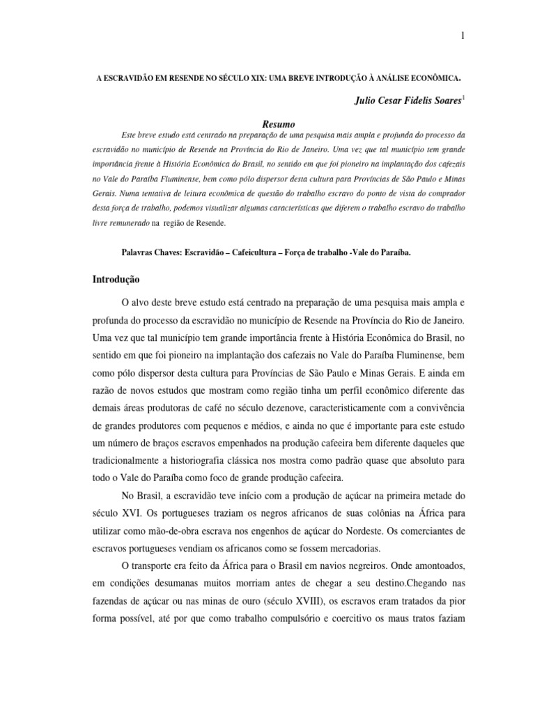 Escravidão e Cafeicultura em Resende | PDF | Escravidão | Café