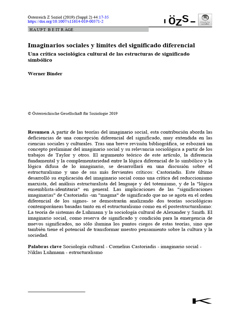 Articulo-Social Imaginaries and The Limits of Differential Meaning. by ...