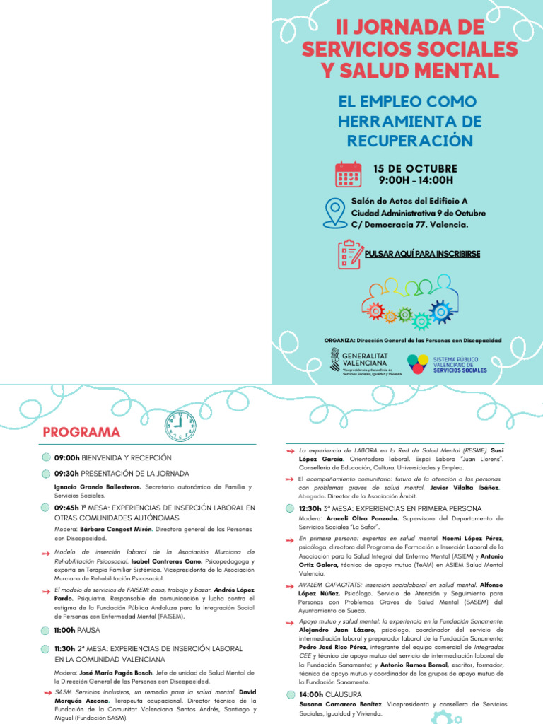 II JORNADA SALUD MENTAL. DIPTICO CASTELLANO | PDF | Salud mental | Sicología