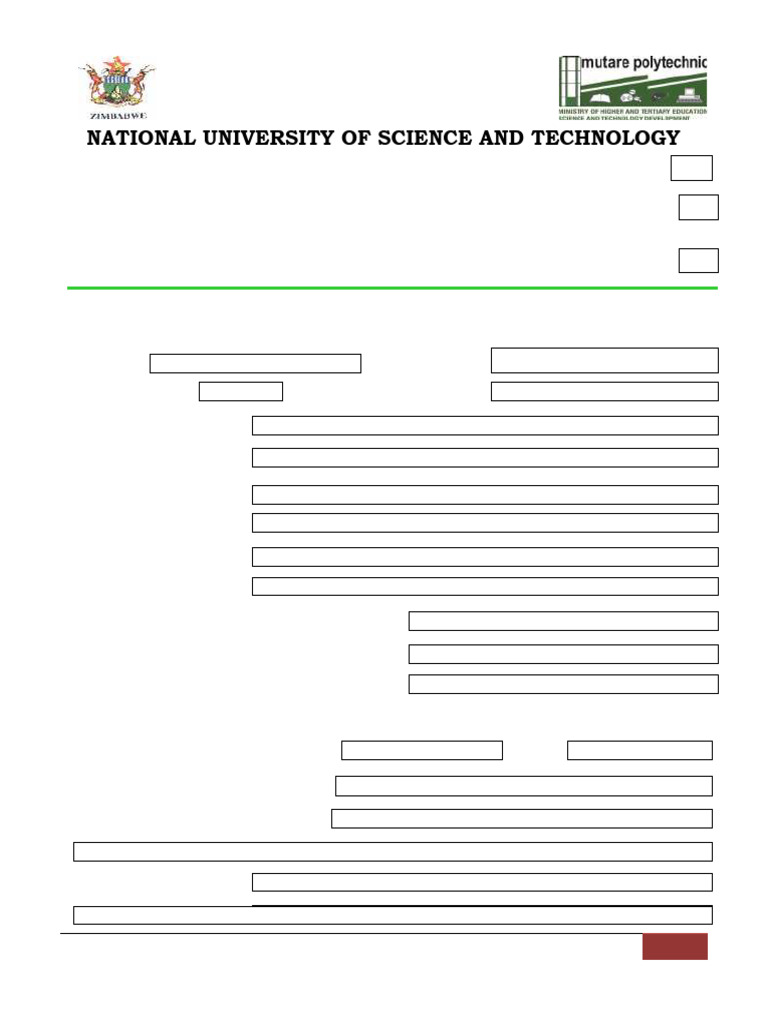 B-Tech Admission Form - Mutare Poly | PDF | University And College ...