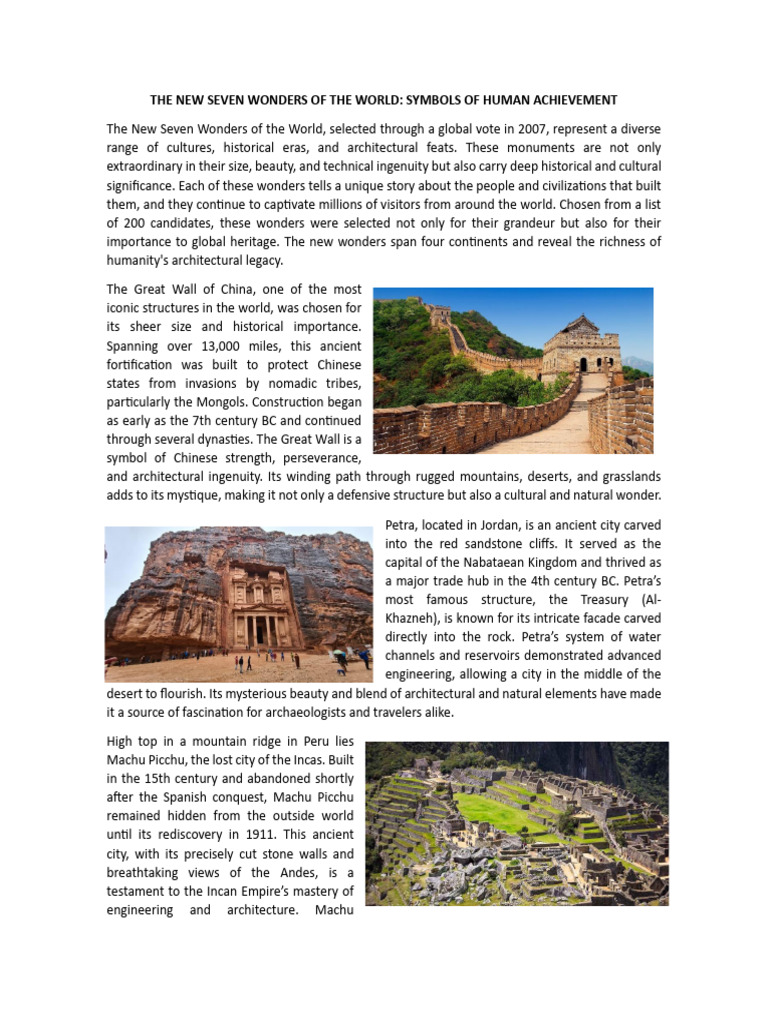New Seven Wonders of the World Explained | PDF