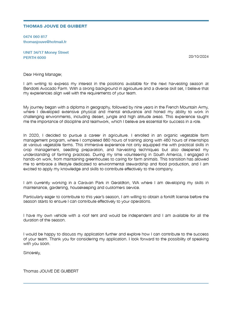 Application for Bendotti Avocado Farm | PDF