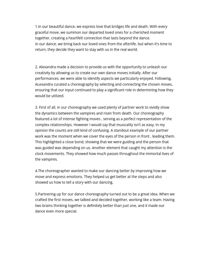Choreographer Analysis Task | PDF