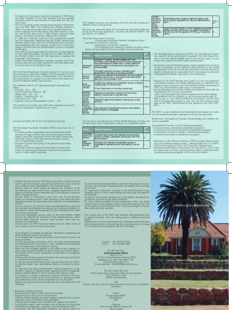 Free State Psychiatric Complex Guide | PDF | Psychiatry | Forensic ...