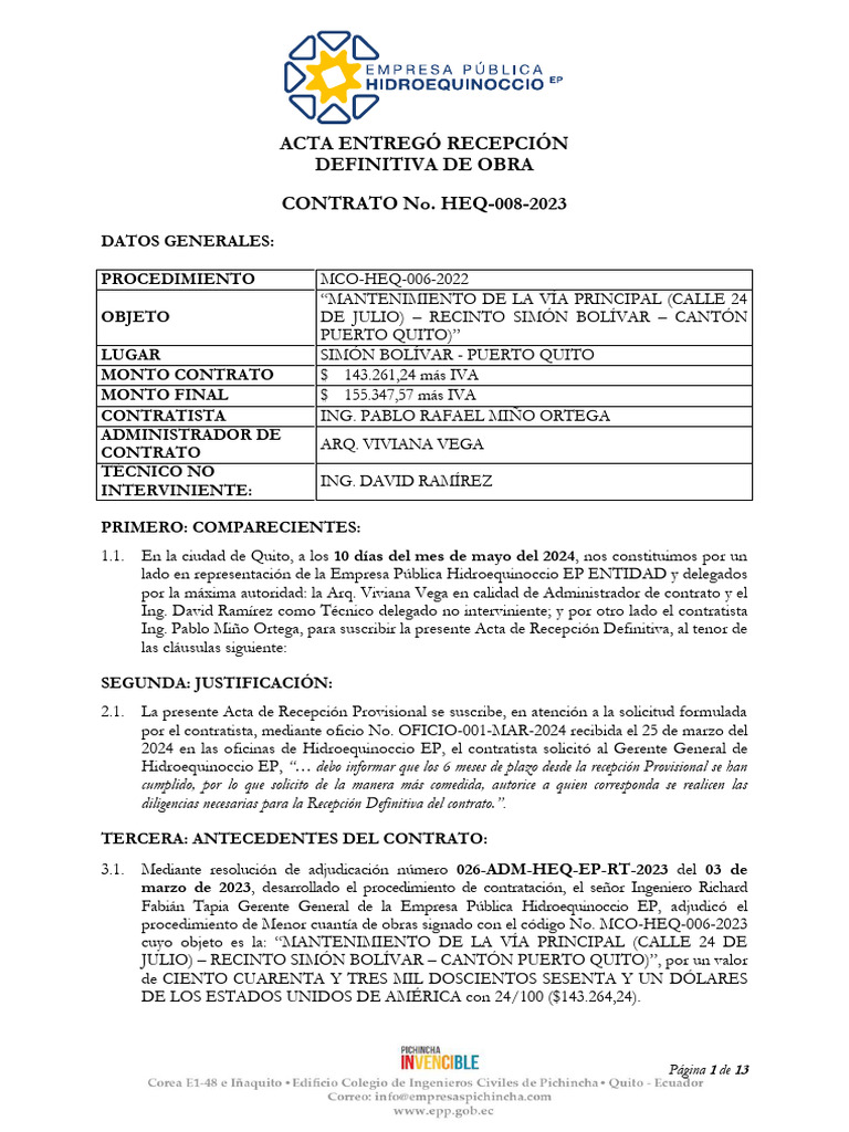 HEQ-008-2023 Acta Definitiva- 24 de Julio | PDF | Business | Economias