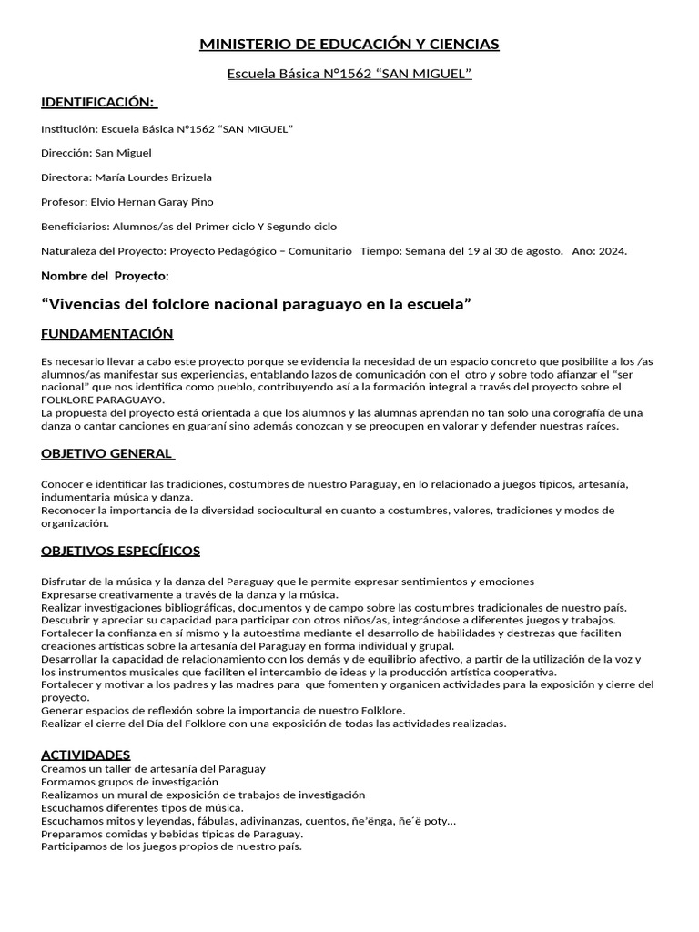 Proyecto Día Del Folklore | PDF | Folklore | Bailes