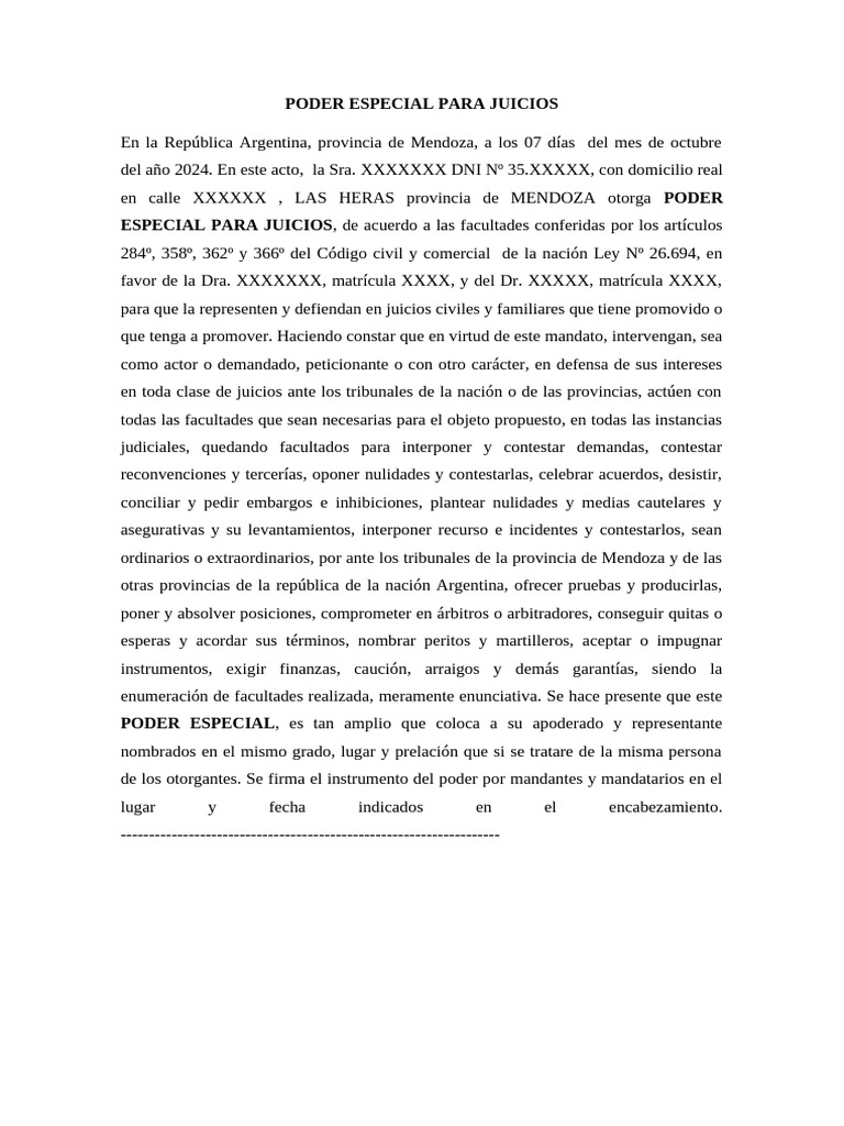 Poder Especial para Juicios | PDF