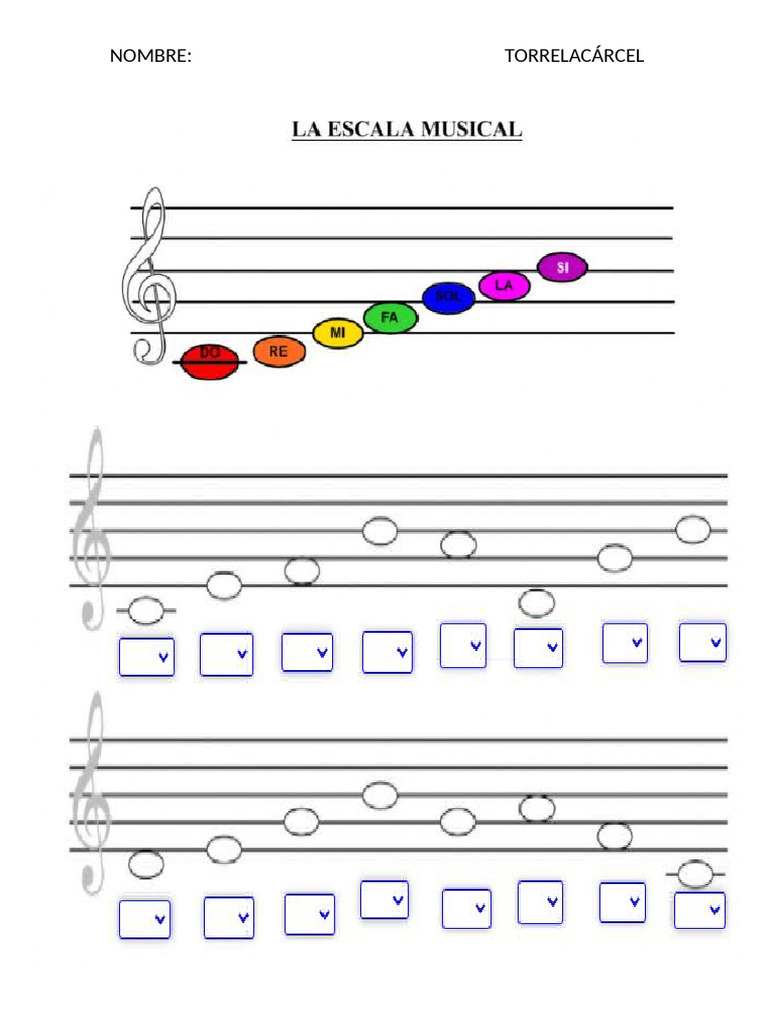 Ficha Notas Musicales Colores y Nombre | PDF