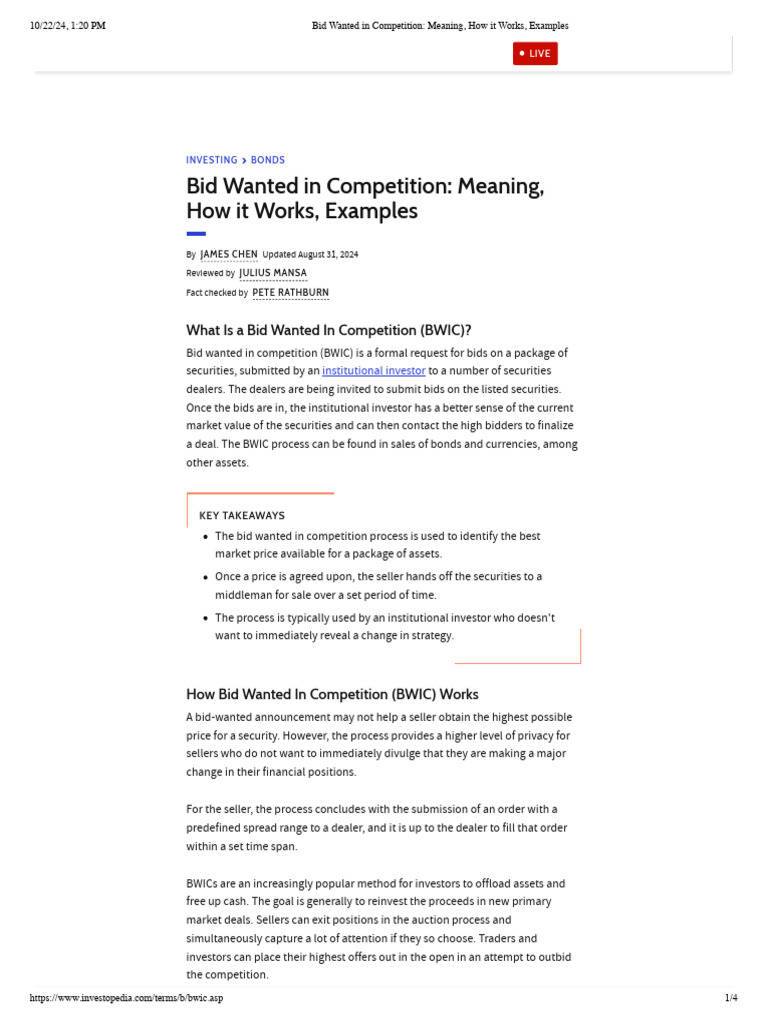 Bid Wanted in Competition - Meaning, How It Works, Examples | PDF ...