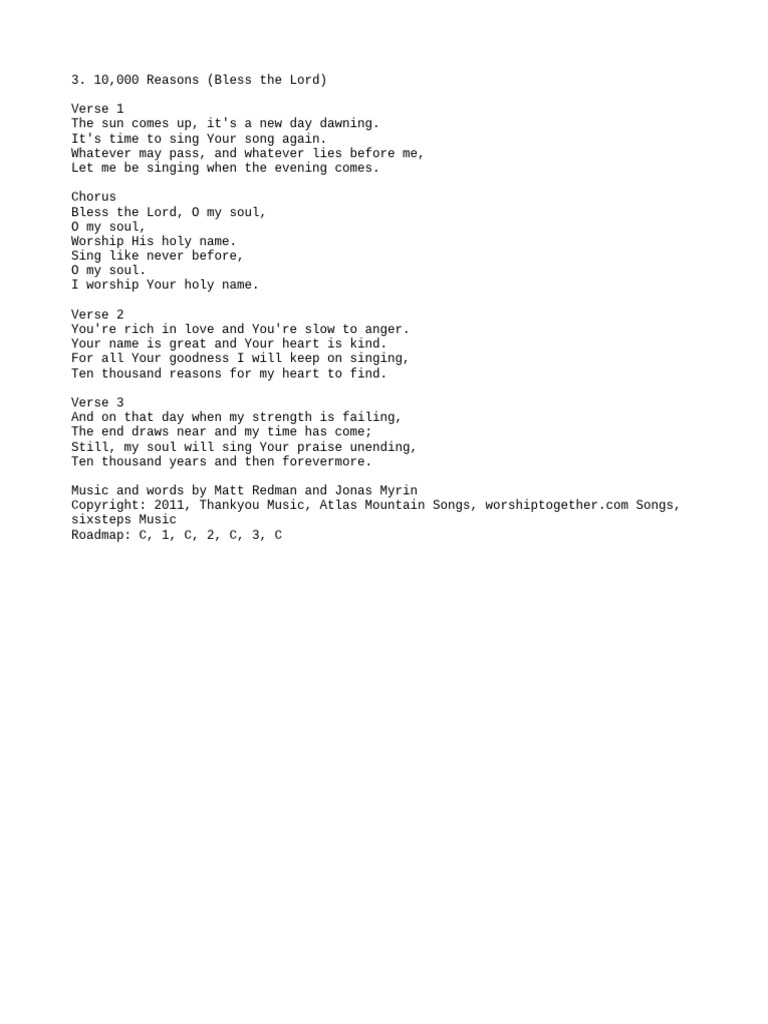 003 10000 Reasons Bless The Lord | PDF