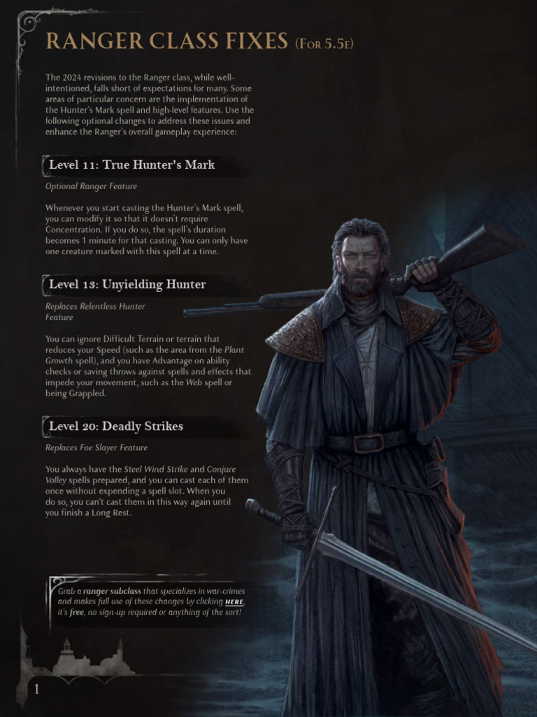 Ranger & Warlock Fixes For 5.5e | PDF