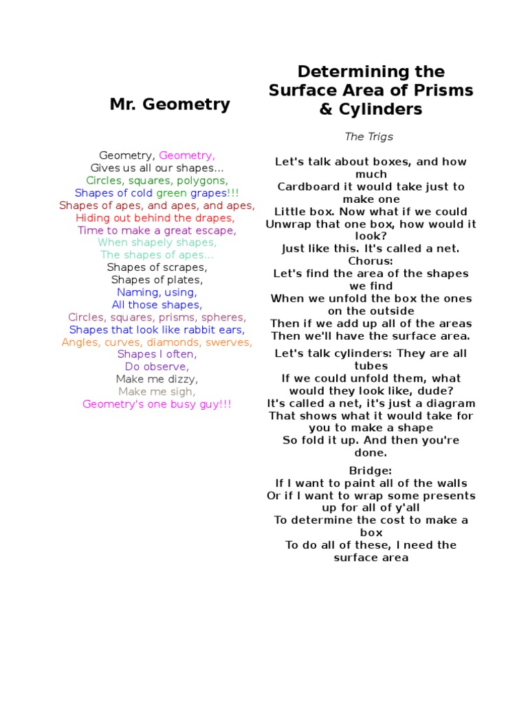 Geometry Songs | PDF | Angle | Shape