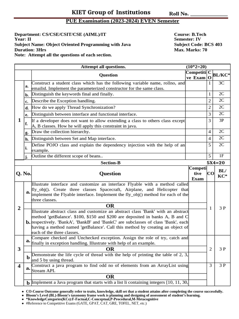 BCS 403 - Object Oriented With JAVA - CS | PDF | Class (Computer ...