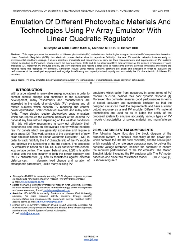 Emulation of Different Photovoltaic Materials and Technologies Using PV ...