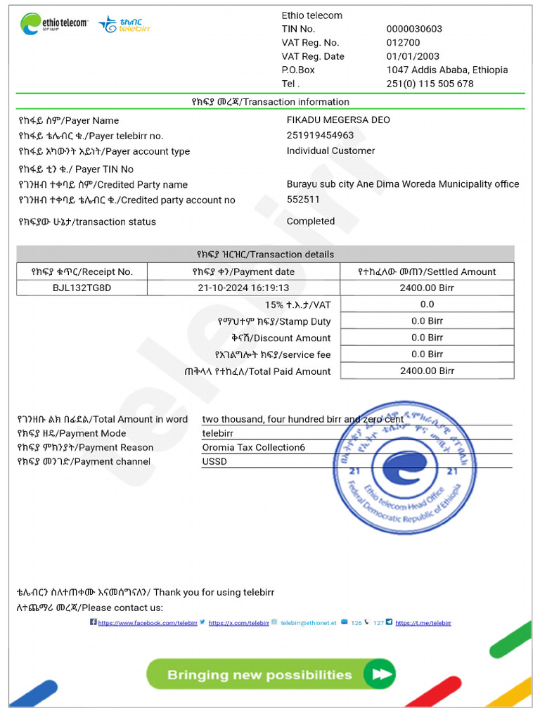 Telebirr - Oromia Tax Collection6 | PDF