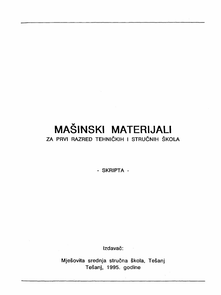 Masinski Materijali Za 1. Raz. TSSS | PDF