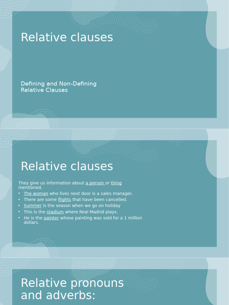 Defining and Nondefining Relative Clauses Grammar Guides 140105 | PDF ...