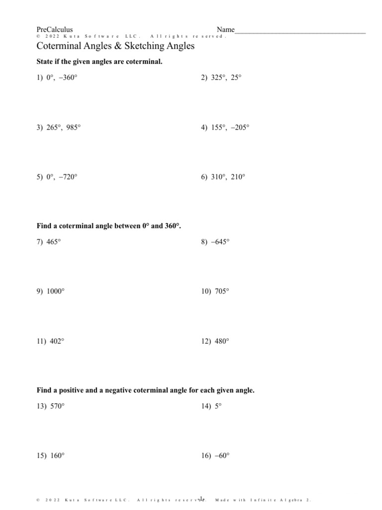 Coterminal Angles Sketching | PDF | Angle | Trigonometry