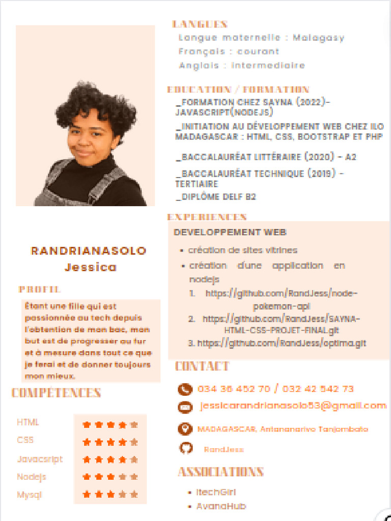 CV Jessica Randrianasolo | PDF
