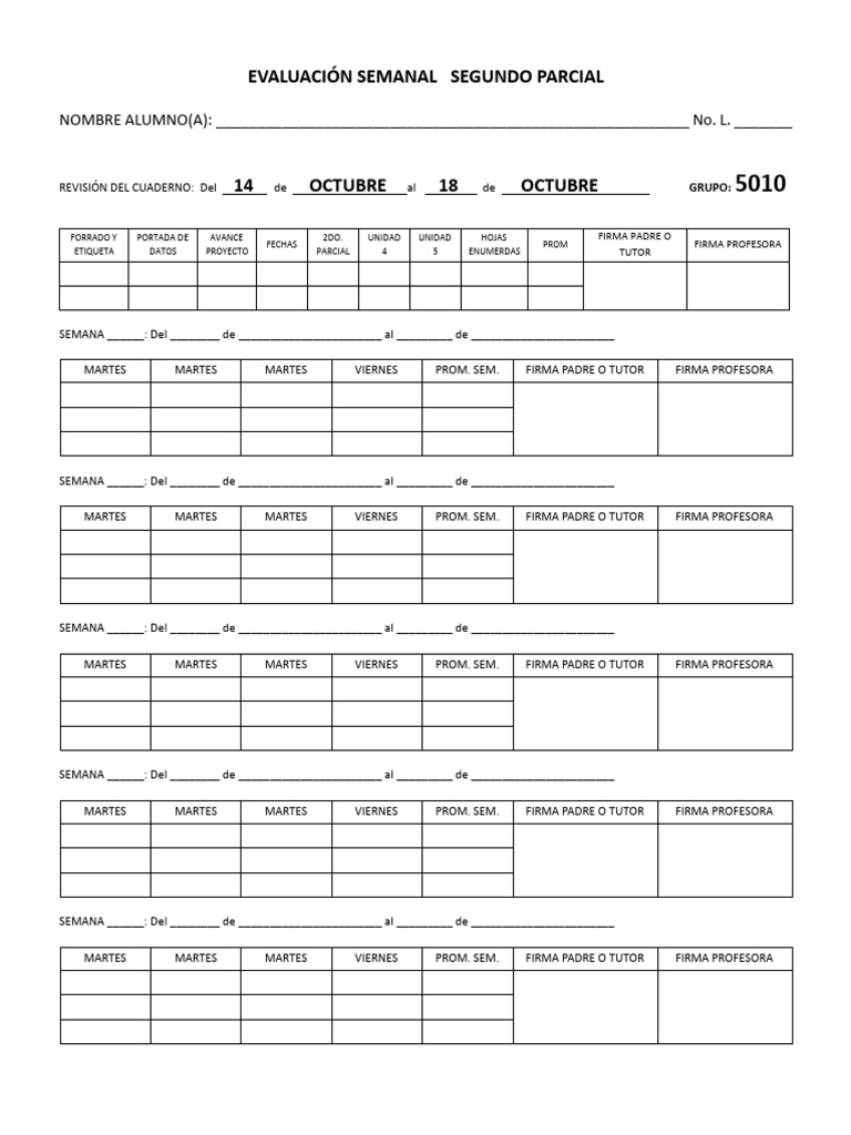 2do. P Rubrica de Eval. Sem. 5010 | PDF