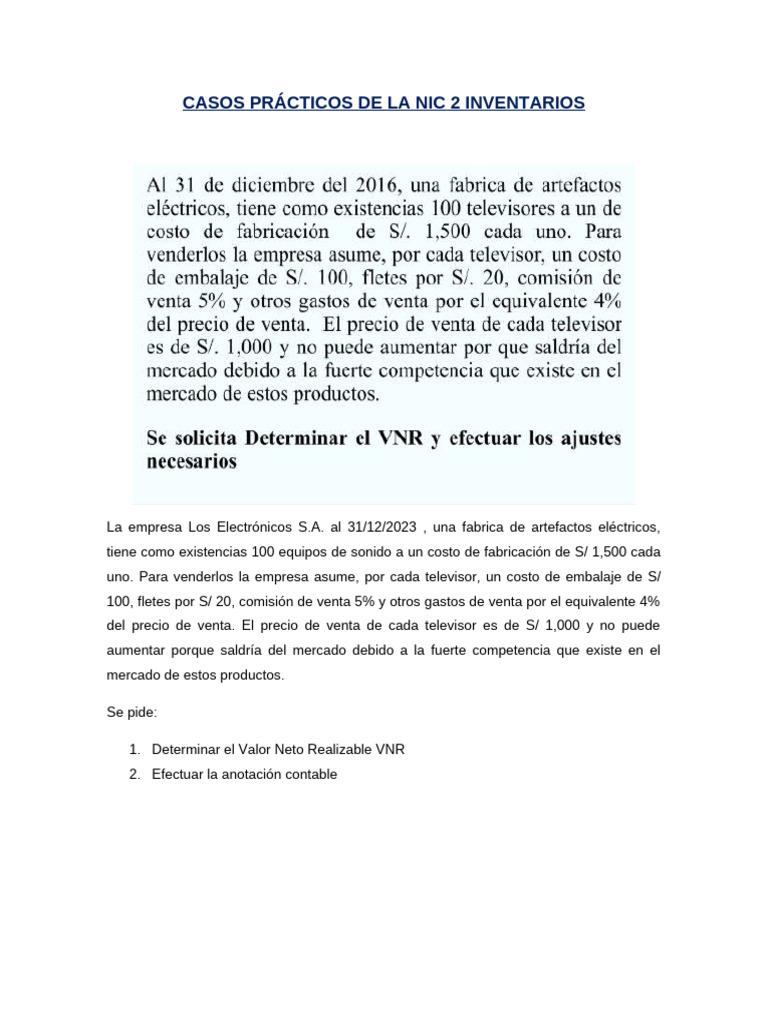 Casos Prácticos de NIC 2 Inventarios | PDF | Precios | Contabilidad