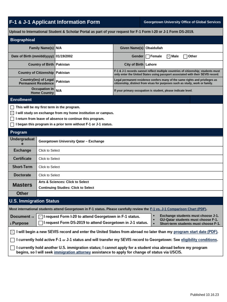 Applicant Information Form | PDF | Immigration | Human Migration