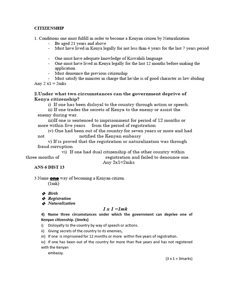 Citizenship Ans | PDF