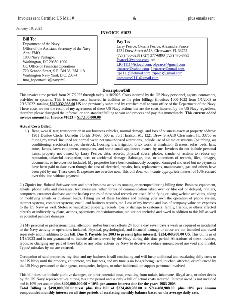Navy Invoice No.1023 1-18-2023rd | PDF