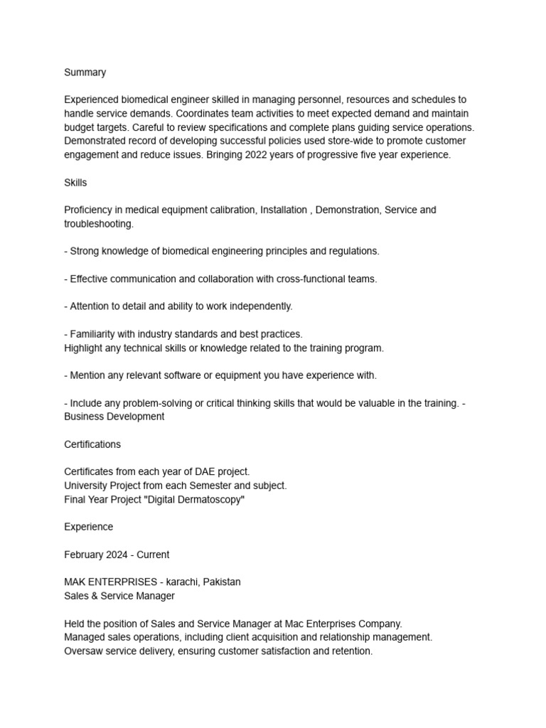 Muhammad Wajid CV | PDF | Biomedical Engineering | Medical Device