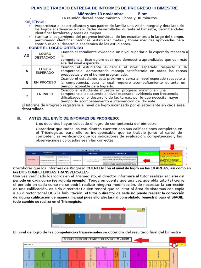 PLAN ENTREGA DE INFORMES DE PROGRESO III BIMESTRE ...