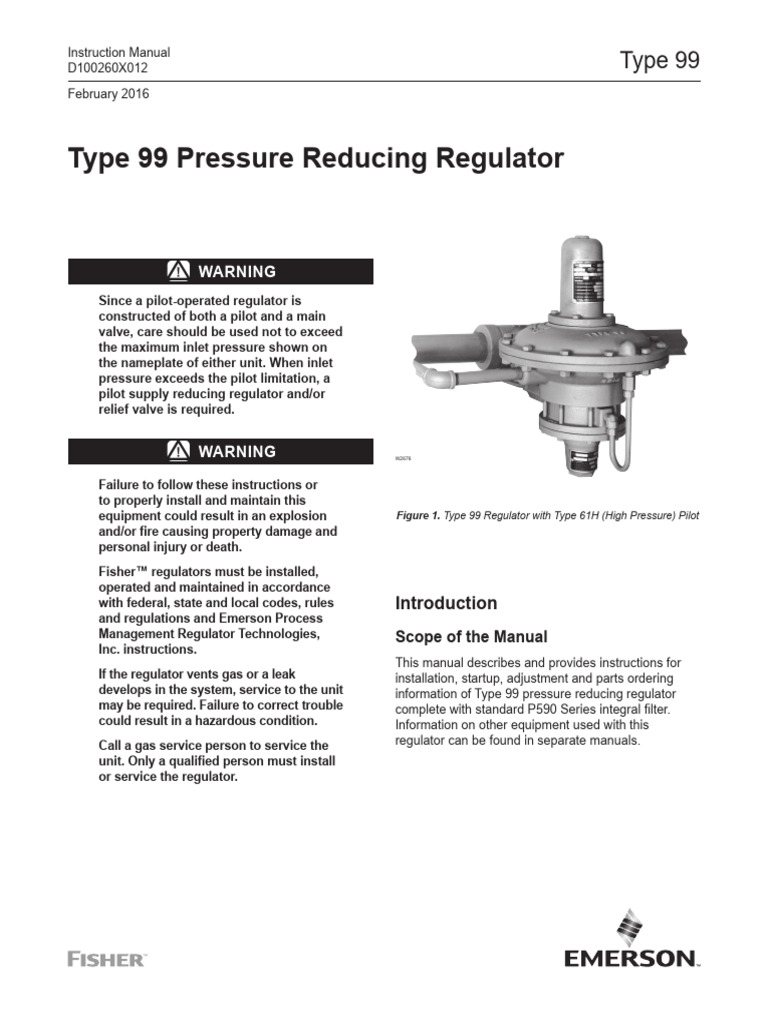 Manuals Type 99 Pressure Reducing Regulator Instruction Manual Fisher ...