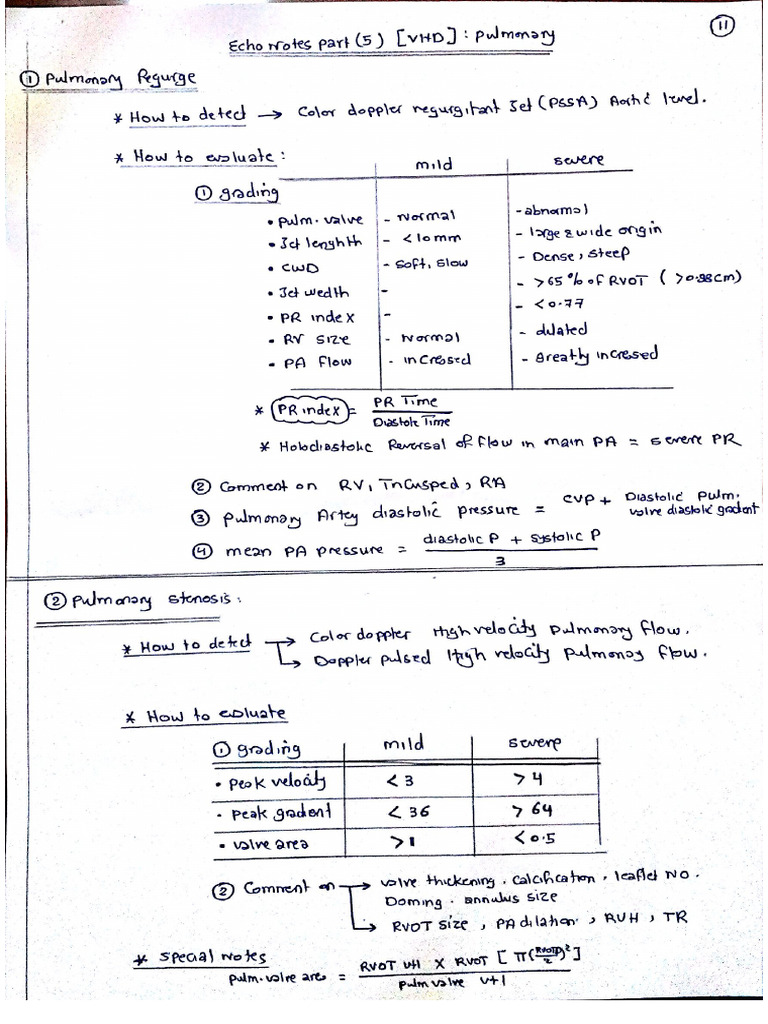 Echo Notes Part 5 Pulmonary | PDF