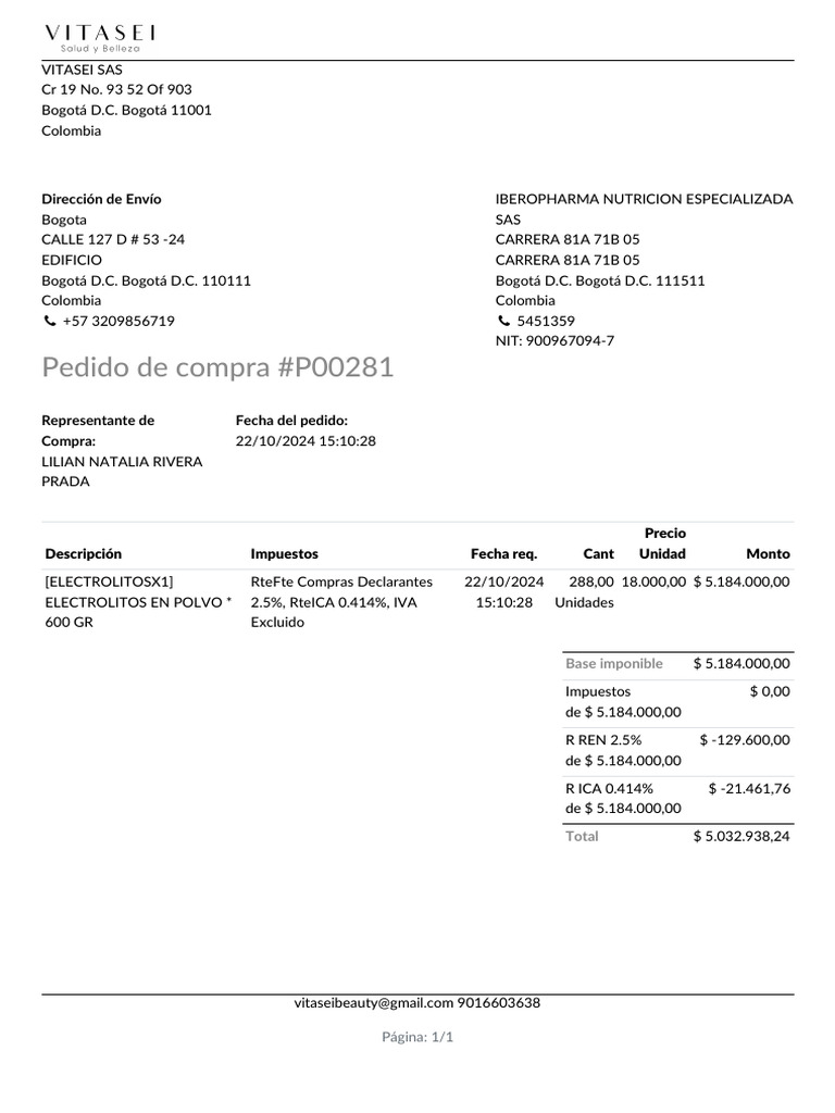 Pedido de Compra #P00281: Dirección de Envío | PDF