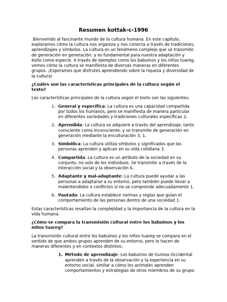 Resumen Kottak | PDF | Sociedad | Etnografía