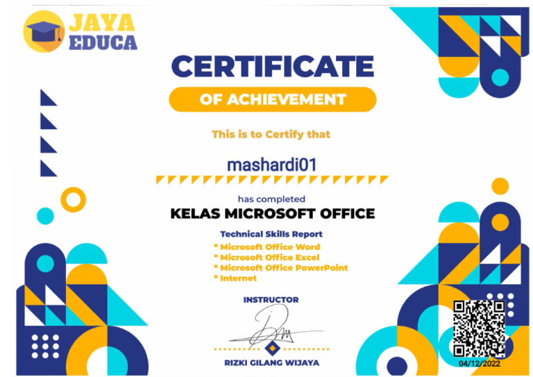 SERTIFIKAT MS OFFICE | PDF