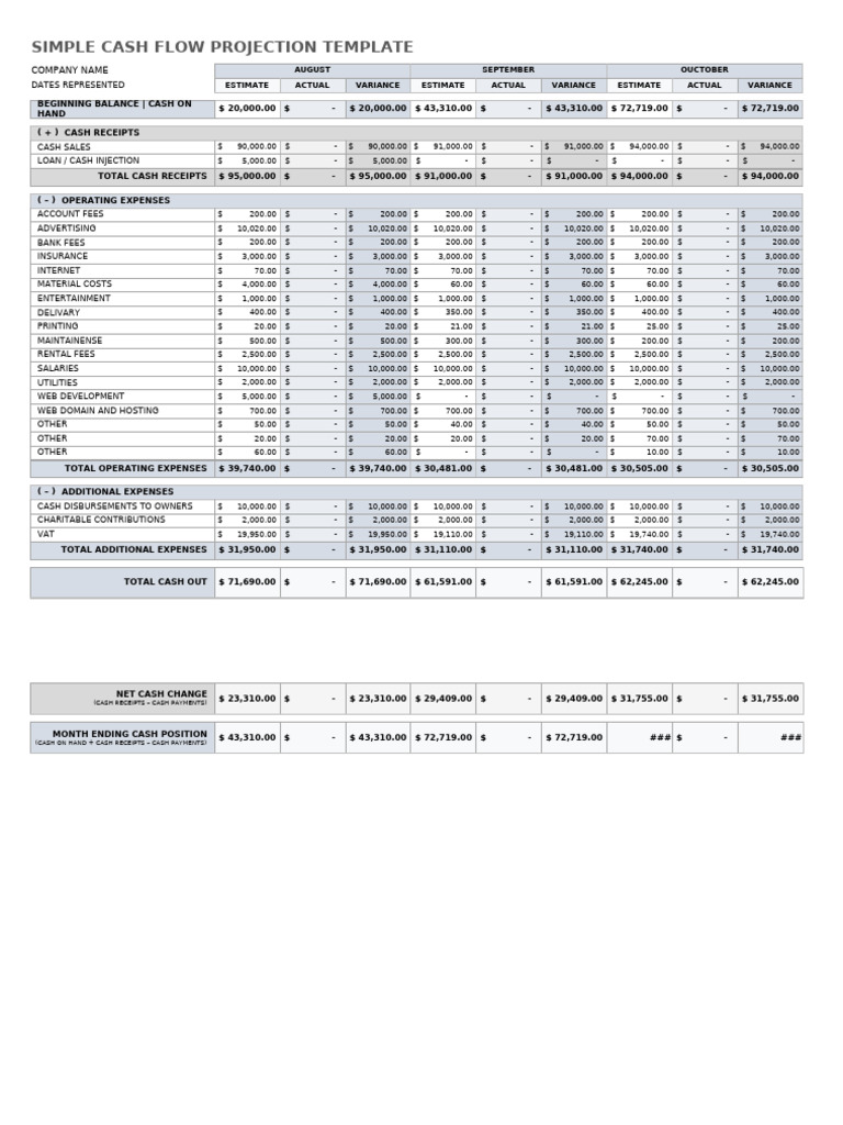 IC-Simple-Cash-Flow-Projection-Template-10846 | PDF
