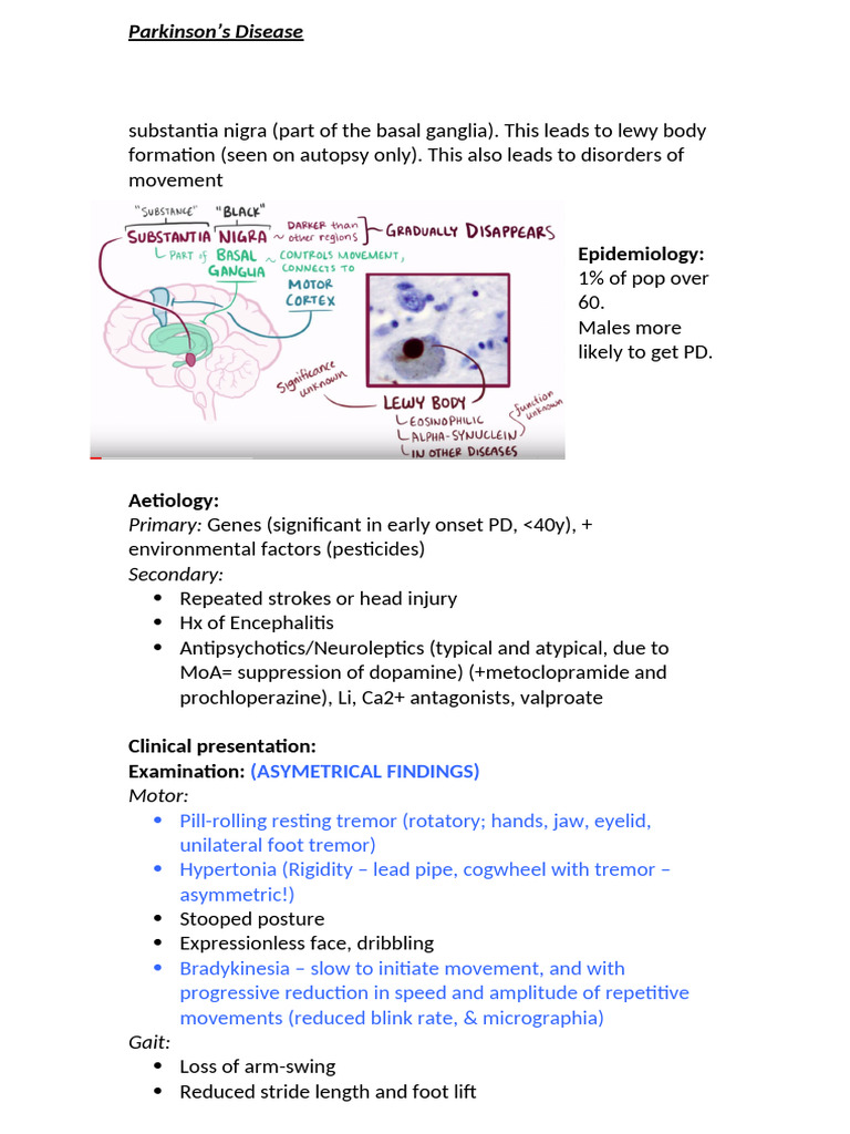 Parkinson’s Disease | PDF | Parkinson's Disease | Clinical Medicine
