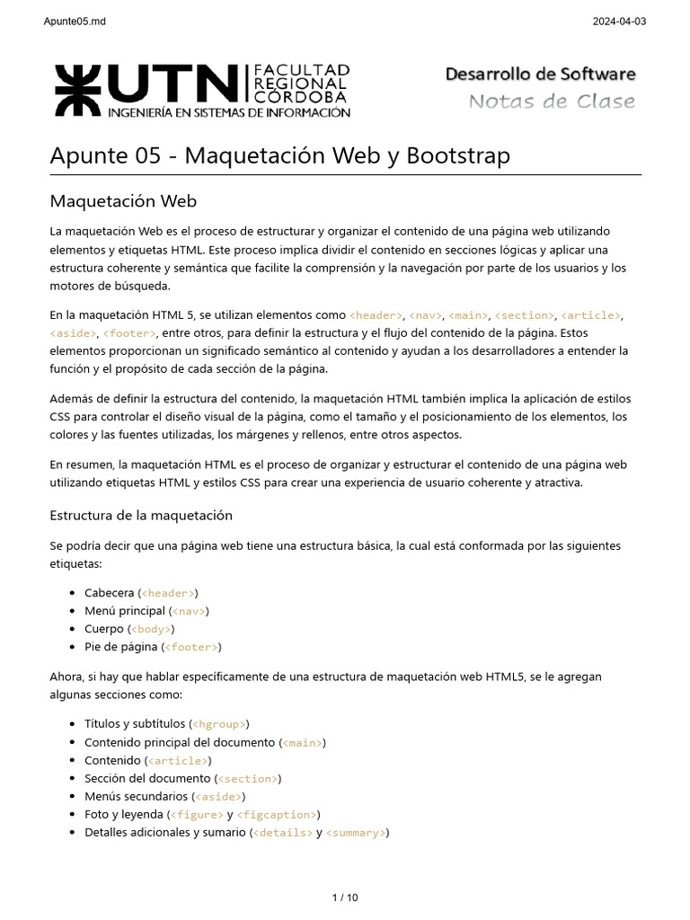 Apunte 05 | PDF | Bootstrap (marco frontal) | HTML