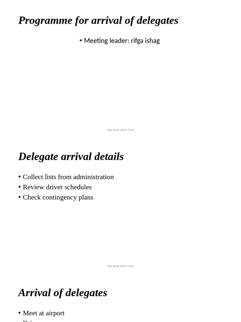 Programme For Arrival of Delegates | PDF