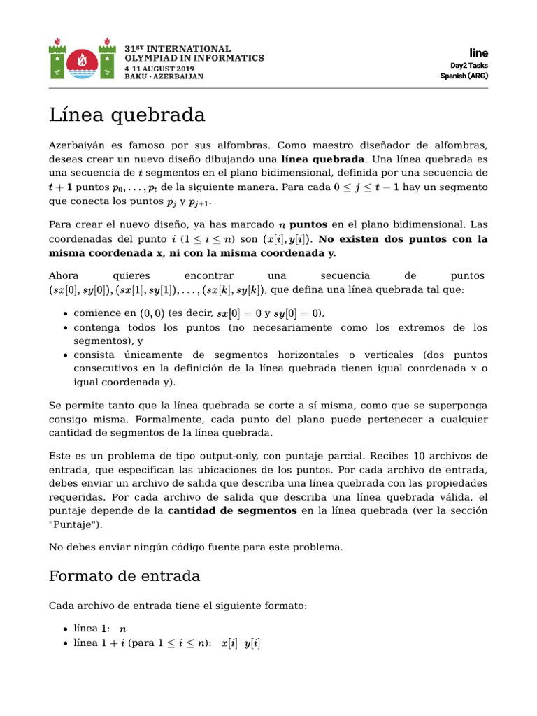 Línea Quebrada: Formato de Entrada | PDF | Sistema coordinado