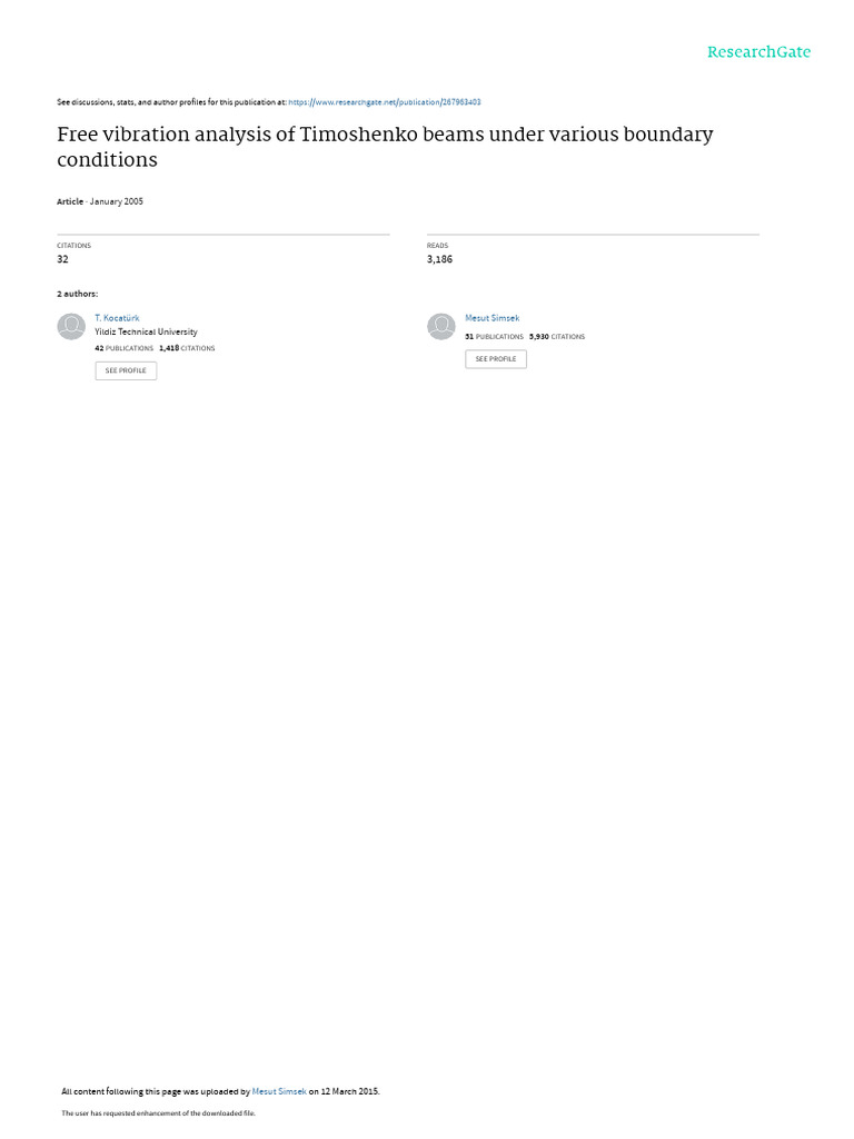 Timoshenko Beam. Dynamics | PDF | Eigenvalues And Eigenvectors ...