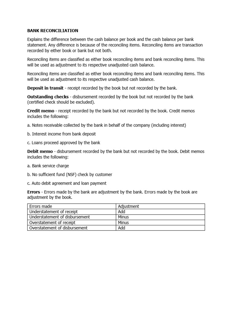 Bank Reconciliation Explained: Methods & Examples | PDF | Banks ...